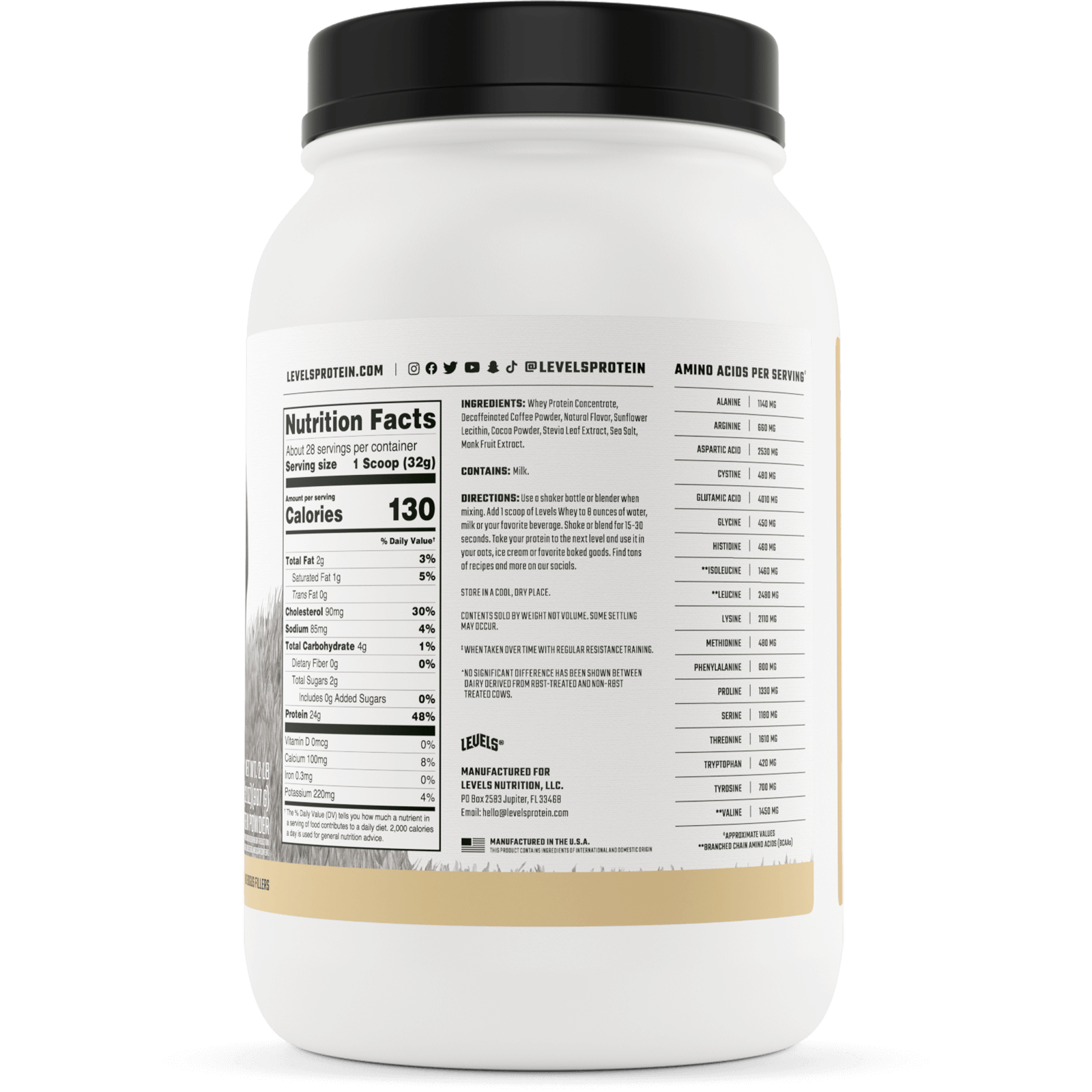 Grass Fed Whey Protein Powder - Levels