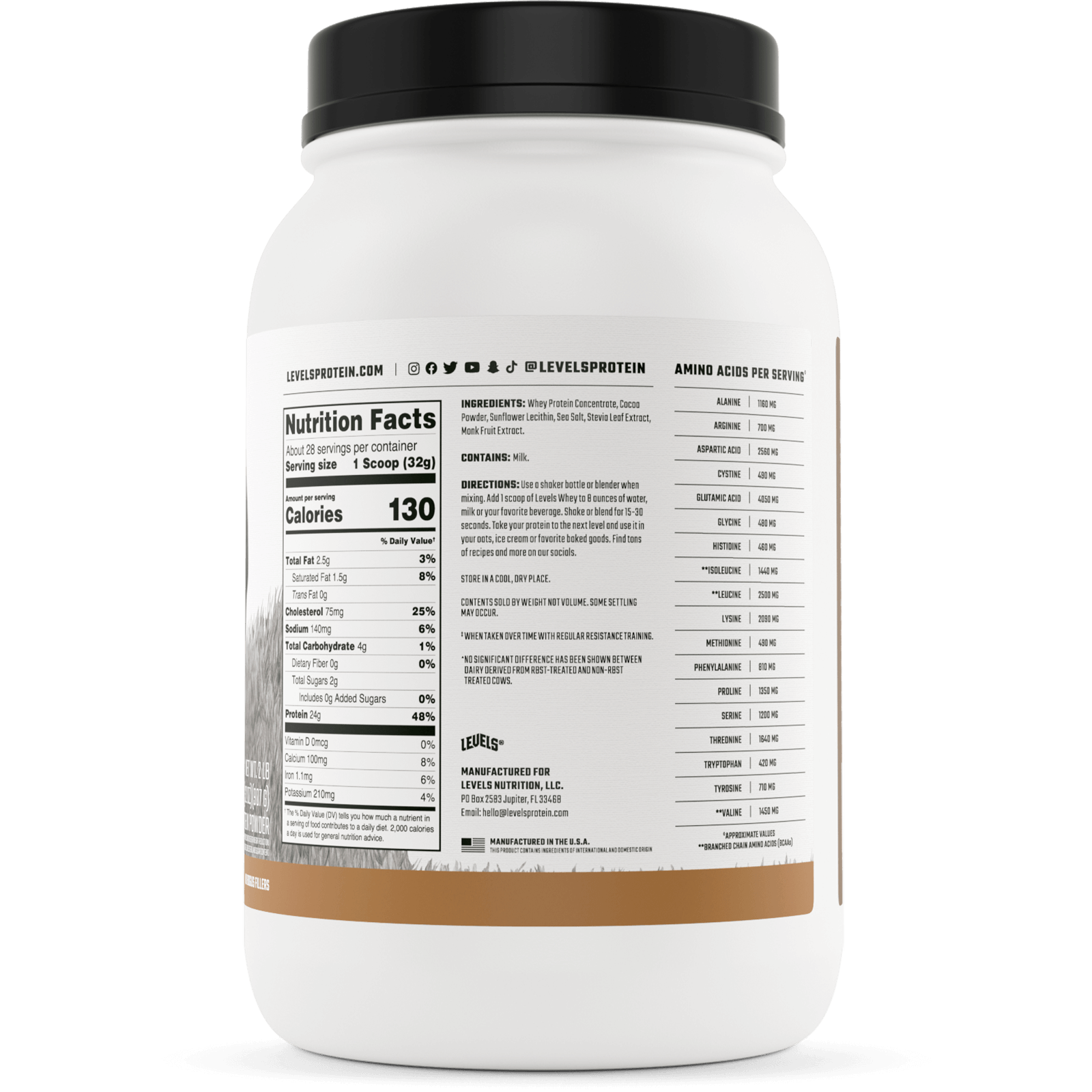 Grass Fed Whey Protein Powder - Levels