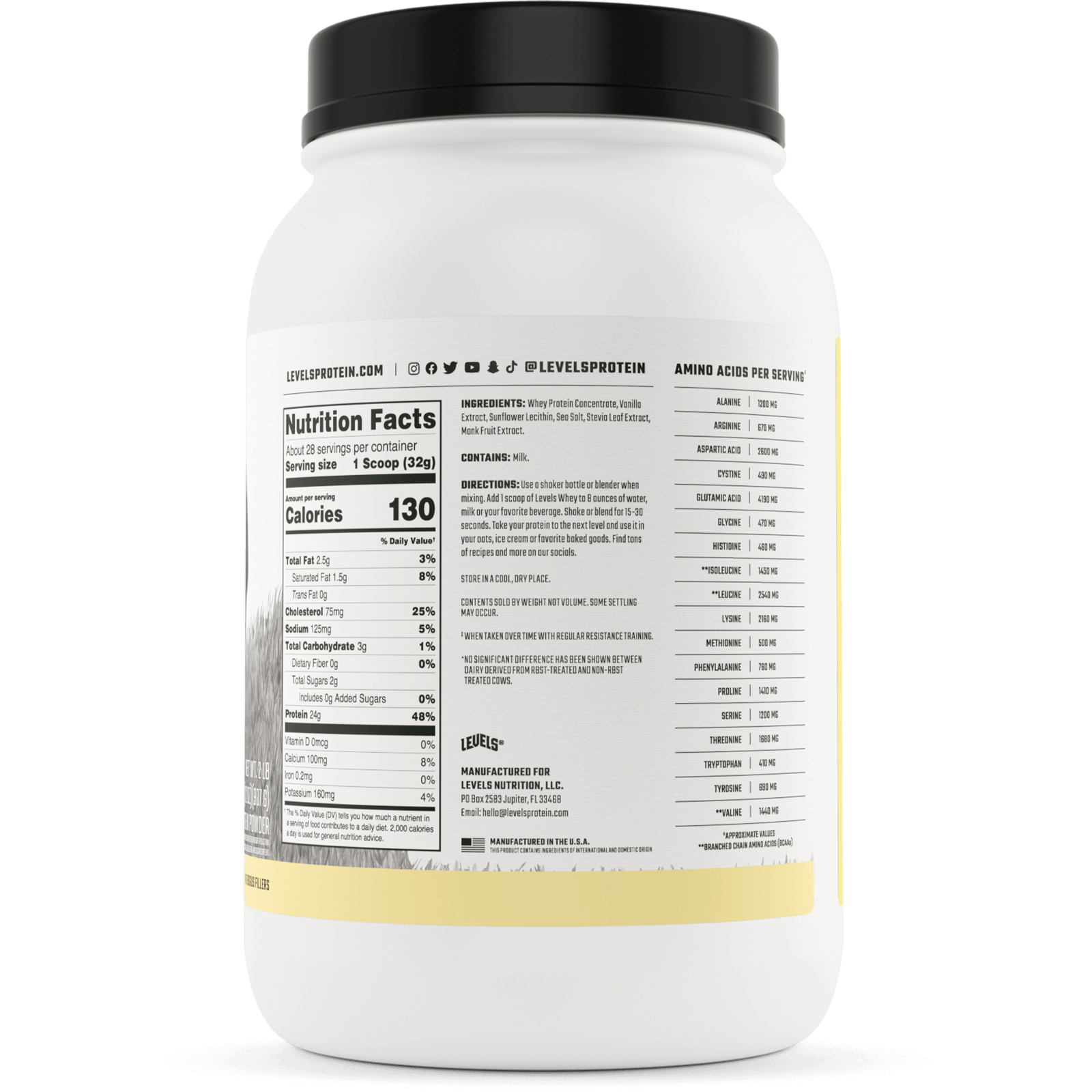 Grass Fed Whey Protein Powder - Levels
