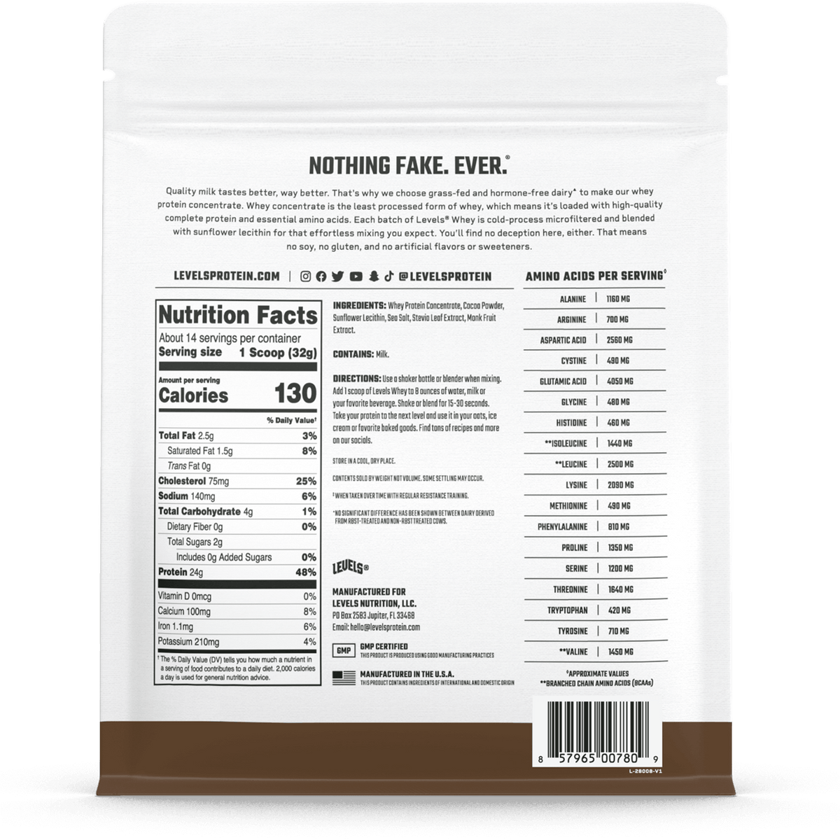 Grass Fed Whey Protein Powder - Levels