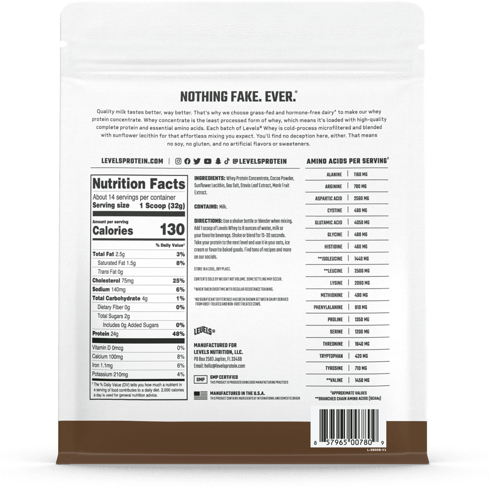 Grass Fed Whey Protein Powder - Levels